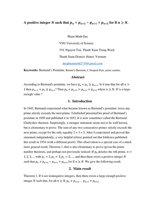 Pdf A Positive Integer N Such That Pnpn3 ~ Pn1pn2 For