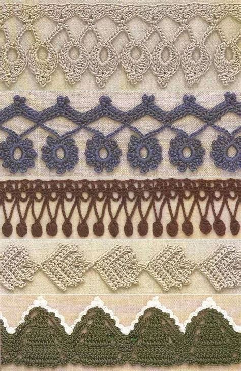 Тесьма крючком как связать тесьму широкую и узкую Ажурная тесьма Тесьма Узоры
