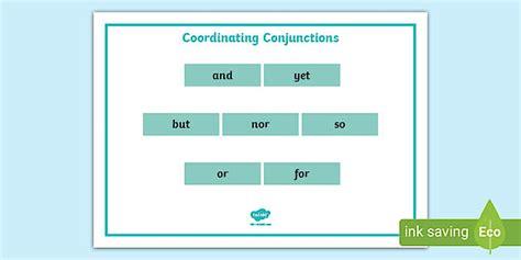 Using This Coordinating Conjunctions Word Mat List Twinkl