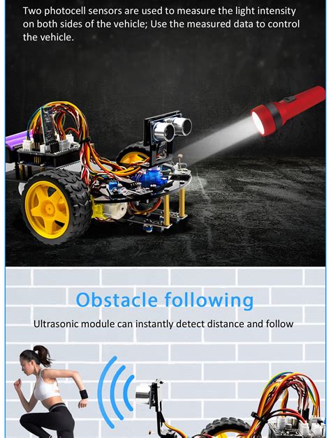 Lafvin Smart Robot Car 2wd Chassis Kit With Ultrasonic Module L298n D