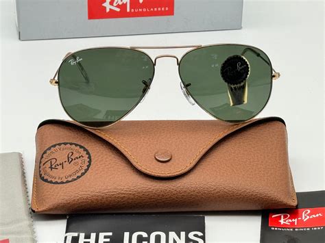 Ray Ban Classic Aviator 58mm G15 Green Gold Frames 100 Authentic Rb 3