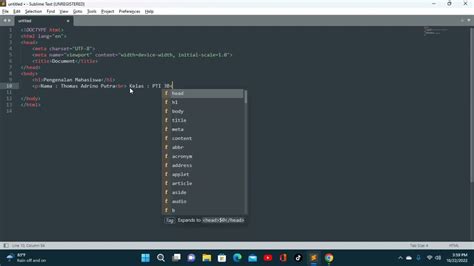 Cara Membuat Teks Html Di Sublime Text Youtube