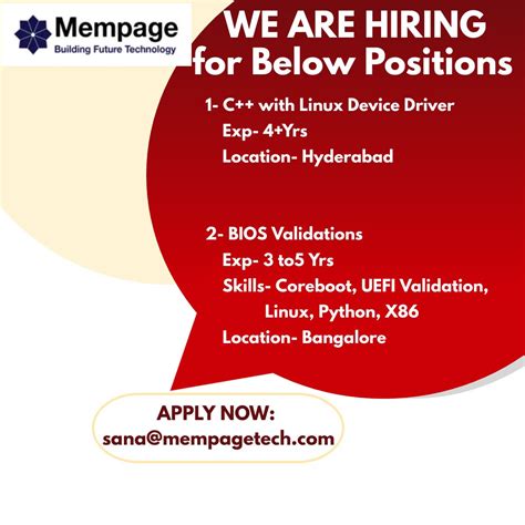Sana P On Linkedin Hiring Mempagetechnologies Linuxdevicedriver Bios Validations