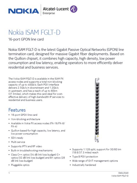 Nokia Isam Fglt D Datasheet En Pdf Computer Network Communications Protocols