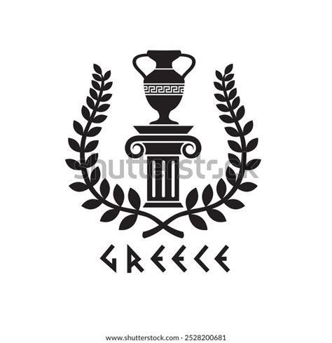 Ancient Greek Symbol Column Amphora Laurel Stock Vector Royalty Free