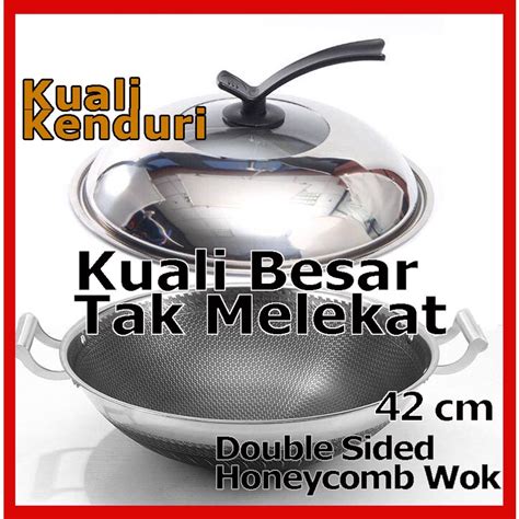 Kuali Non Stick Honeycomb Wok Stainless Steel Honeycomb Non Stick Wok