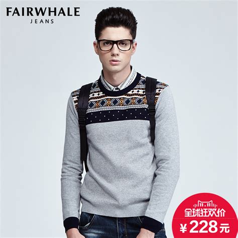 Mark Fairwhale马克华菲马克华菲民族风印花圆领针织长袖套头衫名牌服饰折扣店00