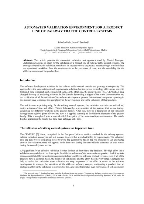 Pdf Automated Validation Environment For A Product Line Of Railway Traffic Control Systems