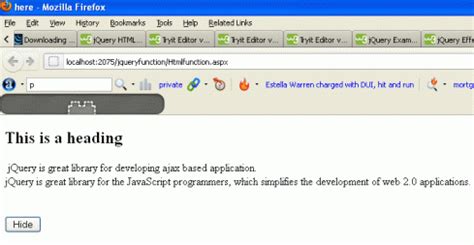 Html And Hide Method In JQuery