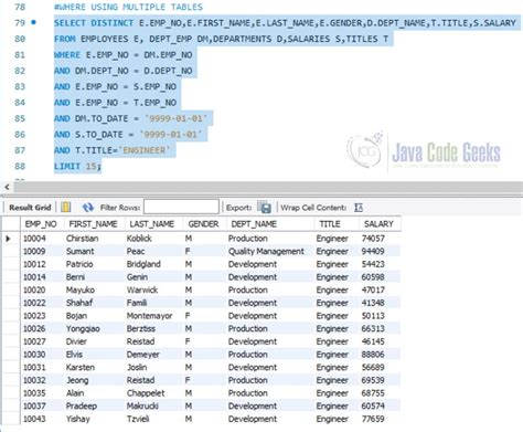 Sql Where Clause Example Java Code Geeks