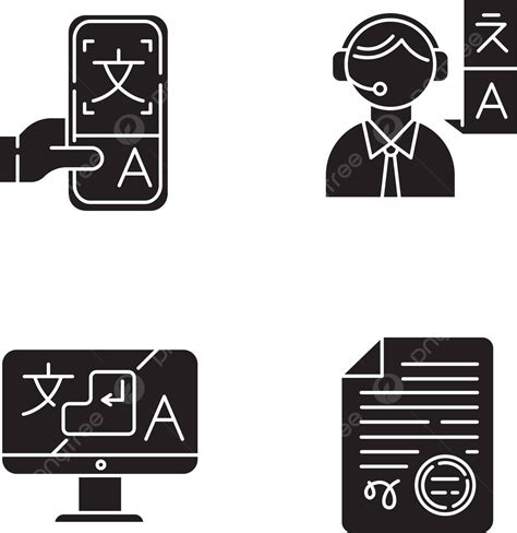 Glyph Icons For Translation And Interpretation Apps Customer Education Language Vector Customer