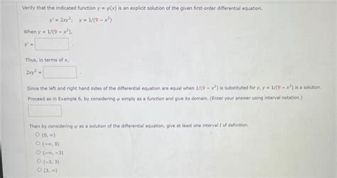 Solved Verify that the indicated function y φ x is an Chegg com