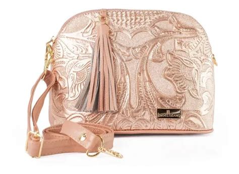 Bolso Mod Selena Cincelado Piel Bolsa Mariconera Env Color Oro Rosa Mercadolibre