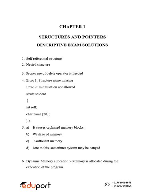 1structures And Pointers Solutions Pdf Pointer Computer