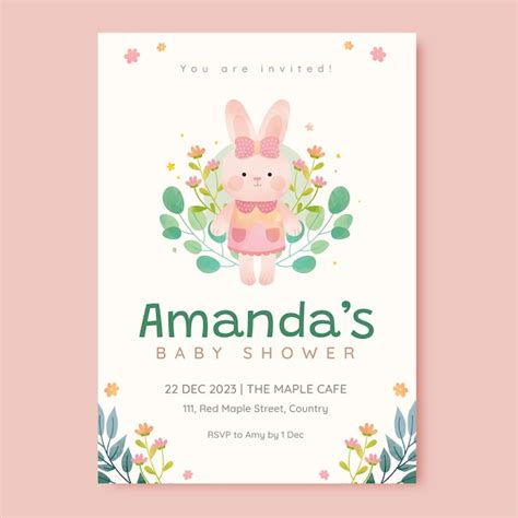 수색 베이비 샤워 파티 초대장 무료 벡터