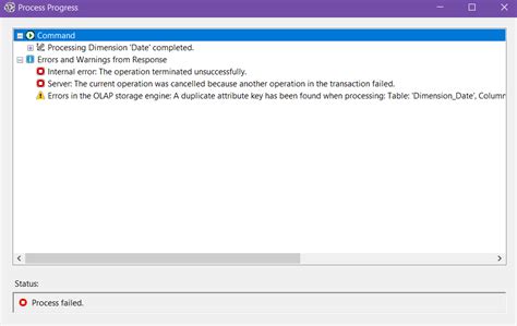 Sql Server Processing Dimension Completed But Error Occurs Database