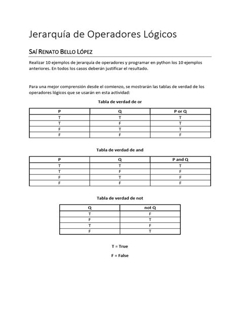 Jerarquía De Operadores Lógicos Pdf Puerta Lógica Lógica Matemática