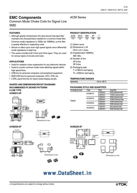 ACM 4532 ACM 2012 EMC Components TDK