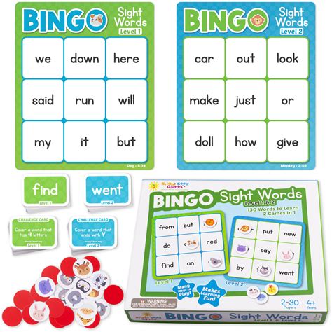 Sight Words Bingo Game For Kindergarten Learn To Read