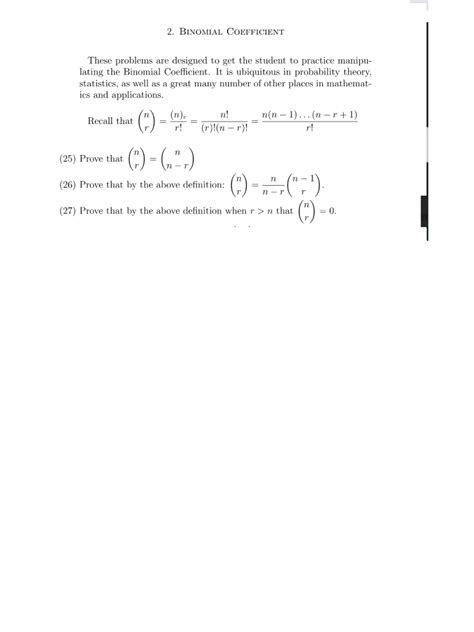 Solved BINOMIAL CoeFFICIENT These Problems Are Designed Chegg