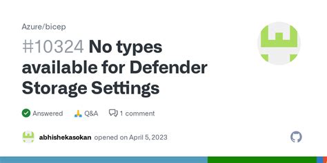 No Types Available For Defender Storage Settings · Azure Bicep · Discussion 10324 · Github