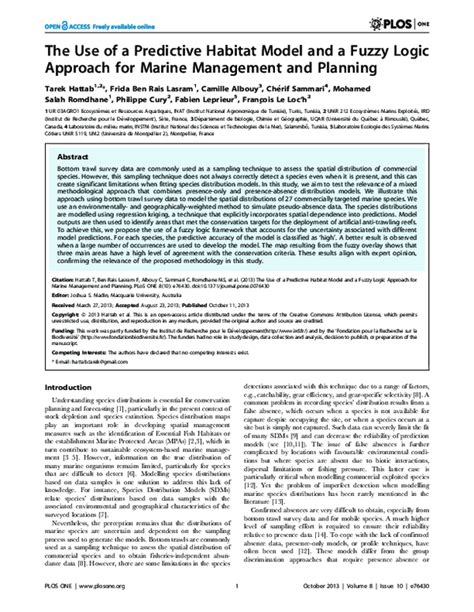 Pdf The Use Of A Predictive Habitat Model And A Fuzzy Logic Approach For Marine Management And