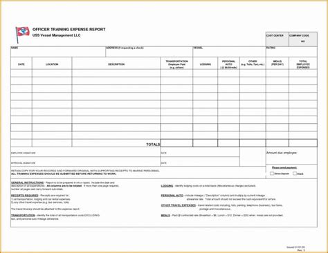 Per Diem Form Template