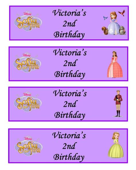 Sofia The First Water Bottle Label Printable And Digital