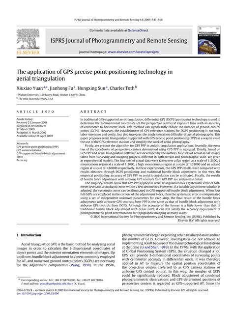 Pdf The Application Of Gps Precise Point Positioning Technology In Aerial Triangulation