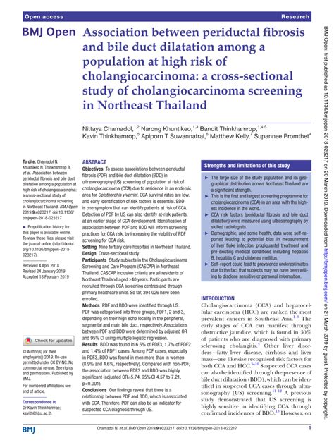 Pdf Association Between Periductal Fibrosis And Bile Duct Dilatation Among A Population At