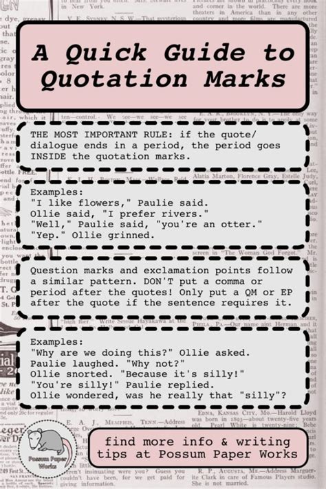 Writing Tip Quotation Marks Possum Paper Works