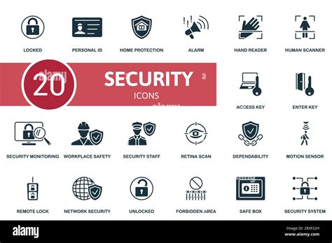Security Set Creative Icons Locked Personal Id Home Protection