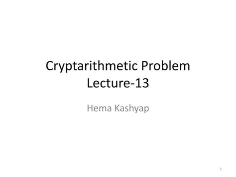 Lecture 13 Criptarithmetic Problem Pptx