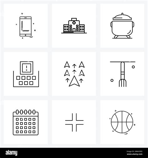 Isolated Symbols Set Of 9 Simple Line Icons Of Gps Errors Appliances