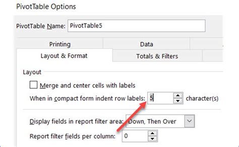 how to increase indent row labels in pivot table compact form excelnotes