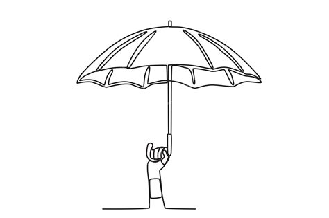 Premium Vector A Hand Holding An Umbrella Umbrella Oneline Drawing