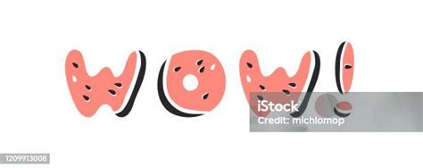 수박 Abc 만화 벡터 일러스트 과일 글꼴입니다 손으로 그린 그리기 채식 음식 실제 창조적 인 비건 예술 작품 수박 Abc와 단어 개념에 대한 스톡 벡터 아트 및 기타