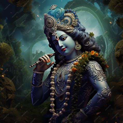 Premium Photo Illustration Of Lord Krishna Painting 4k Realistic