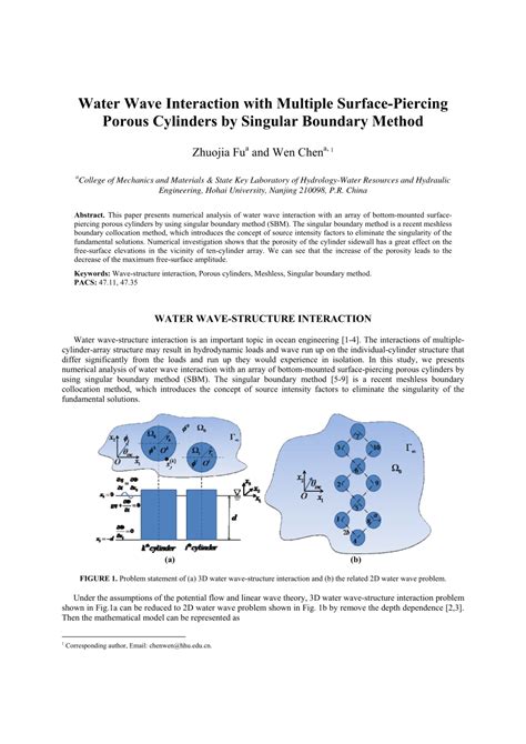 Pdf Water Wave Interaction With Multiple Surface Piercing Porous Cylinders By Singular