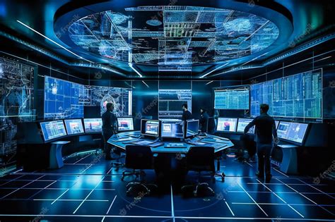 Premium Ai Image Data Scientists Collaborate In A Futuristic Control Room Filled With