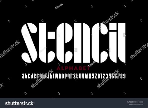 Stencil Style Font Alphabet Letters Numbers Stock Vector Royalty Free