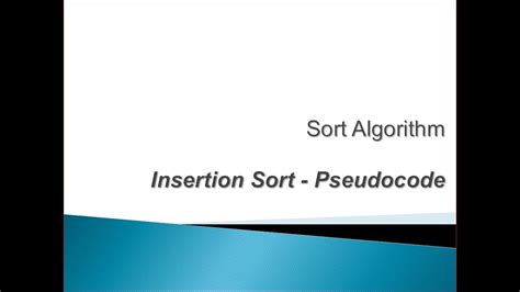 Insertion Sort Pseudocode Youtube