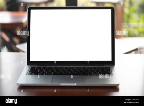 Mock Up Using Laptop With Blank Screen Computer Modern Stock Photo Alamy