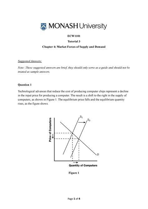 Tutorial 3 Answers ECW Tutorial 3 Chapter 4 Market Forces Of Supply And Demand Suggested