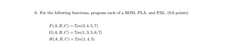 Solved 6 For The Following Functions Program Each Of A