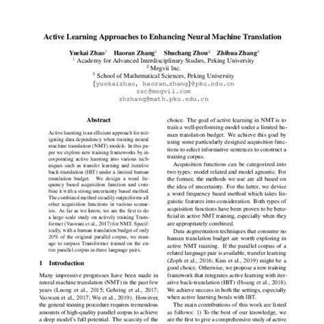 Active Learning Approaches To Enhancing Neural Machine Translation