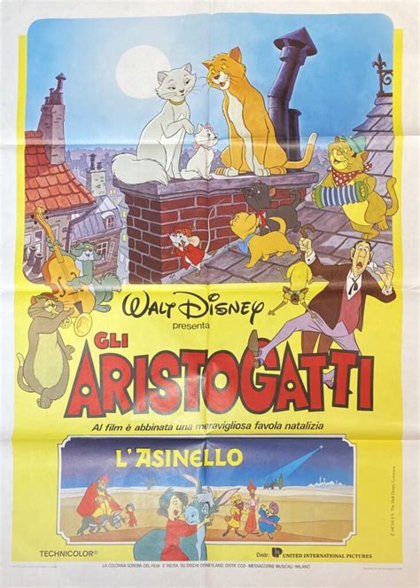 Vintage Italian Movie Poster Gli Aristogatti The Aristocats 1970