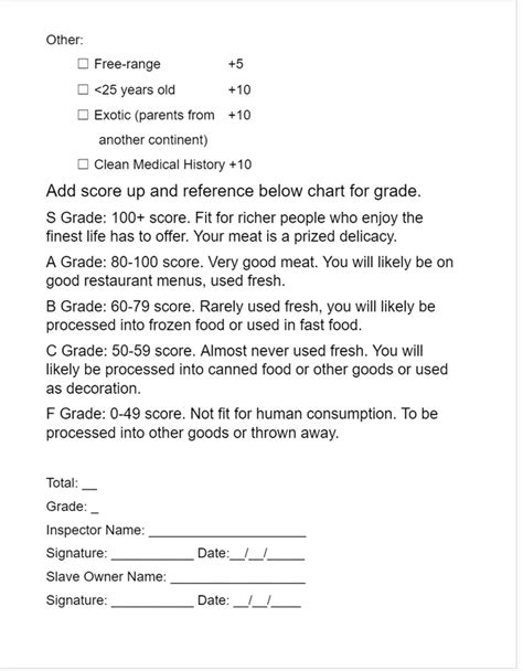 A Meat Grading Form I Made Feel Free To Use And Edit R Dolcett Fantasy