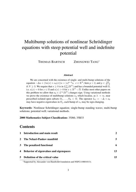 Pdf Multibump Solutions Of Nonlinear Schrödinger Equations With Steep Potential Well And