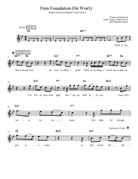 Cody Carnes Firm Foundation Sheet Music Christian Piano Score Worship